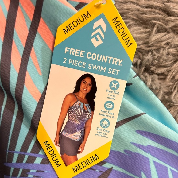 Free Country | Swim | Nwt M Free Country 2 Piece Tankini Swim Set Upf 5 ...